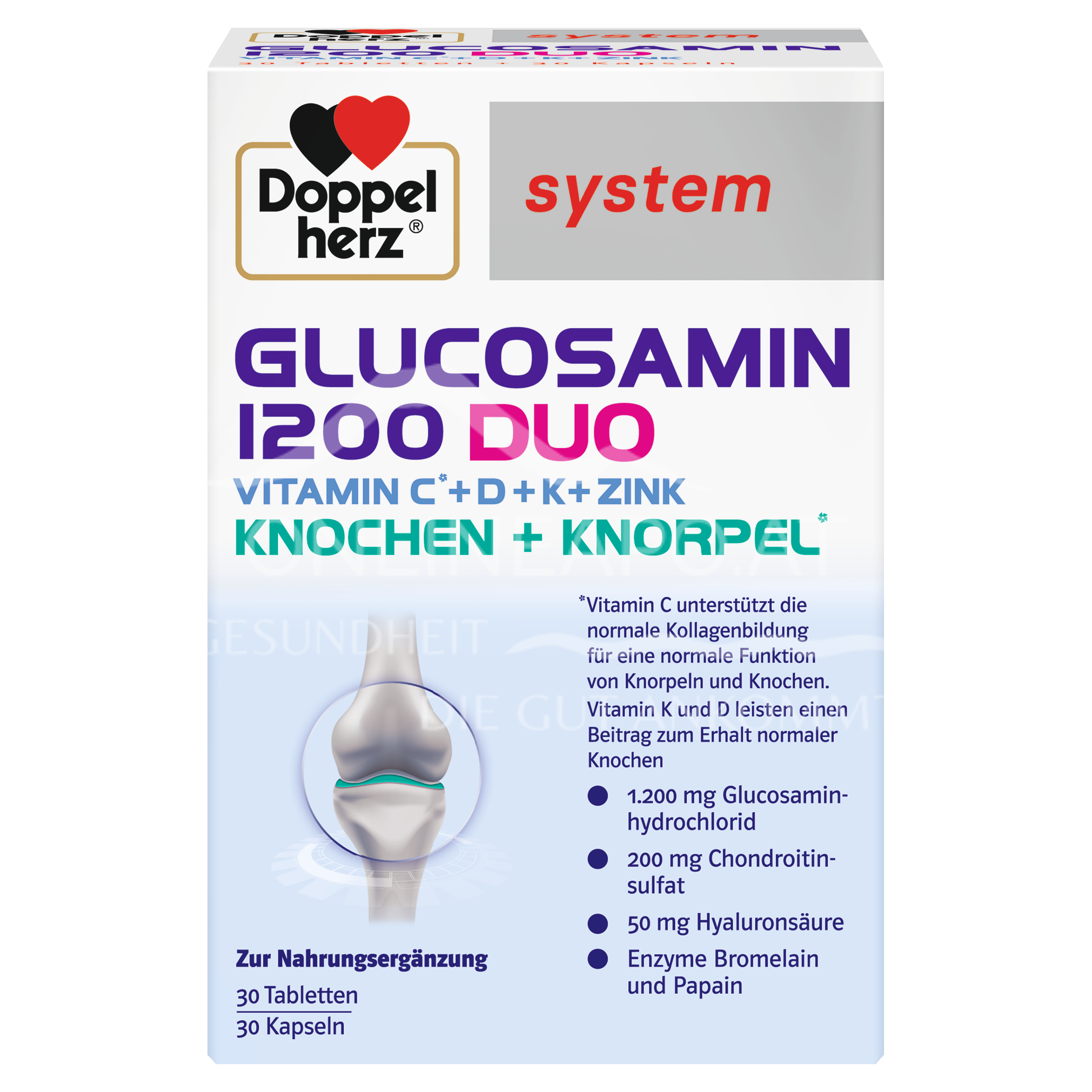 Doppelherz system GLUCOSAMIN 1200 DUO KNOCHEN + KNORPEL Tabletten ...